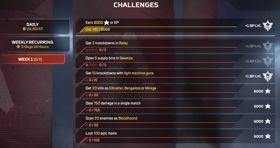 Apex Legends Challenges - Daily, Weekly Challenges explained, how to get Stars and Apex Legends ...